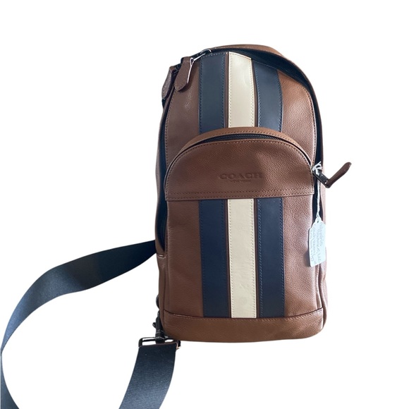 Coach | Bags | Coach Varsity Sling Brown And Black Mens Bag | Poshmark